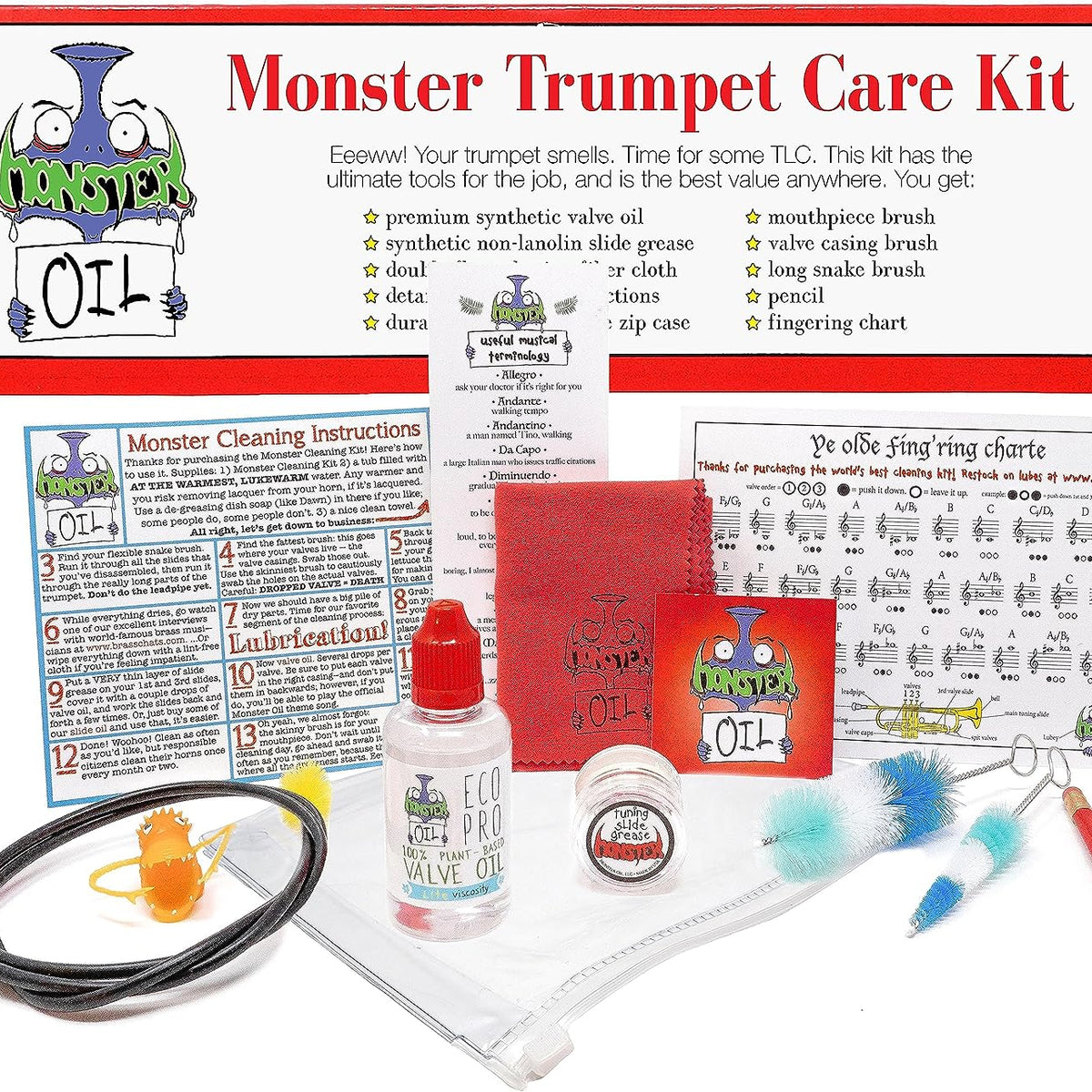 Monster Oil Trumpet Cleaning Care Kit | Shop Trumpet Accessories ...
